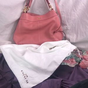 Coach | Bags | Coach Light Pink Handbag With Brass Hardware Nwot | Poshmark